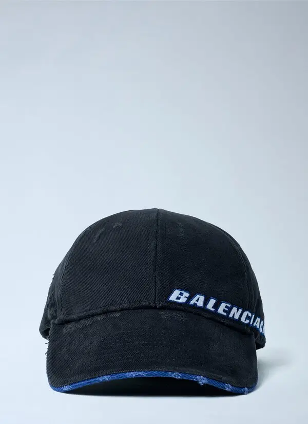Balenciaga Logo Motif Baseball Cap - Black