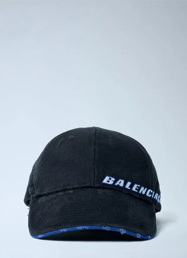 Balenciaga Logo Motif Baseball Cap - Black