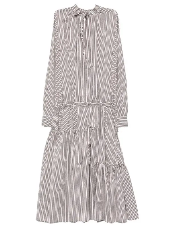 Dries Van Noten Denvo Striped Silk-blend Maxi Dress - Brown