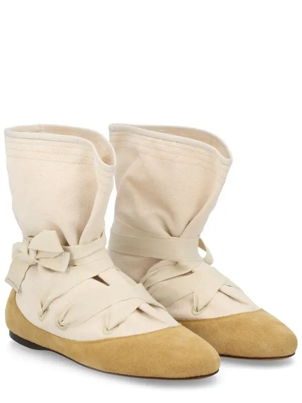 Isabel Marant Étoile Letiz Canvas And Suede Boots - Cream