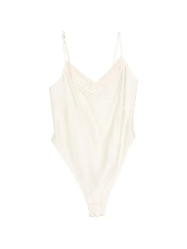 FORTE_FORTE Silk Satin Bodysuit With Pleated Detail
