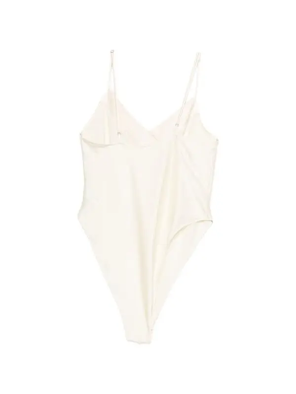 FORTE_FORTE Silk Satin Bodysuit With Pleated Detail
