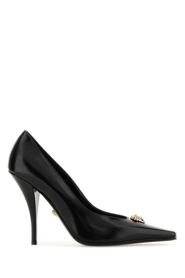Versace Leather Pumps With Medusa Detail - Black