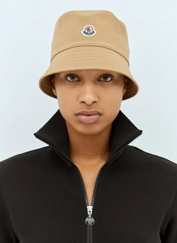 Moncler Logo Patch Bucket Hat - Cream