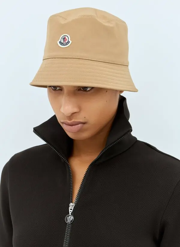 Moncler Logo Patch Bucket Hat - Cream
