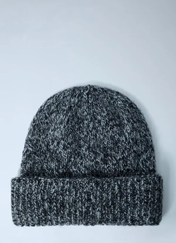 Moncler Wool-blend Beanie Hat With Logo Motif - Gray