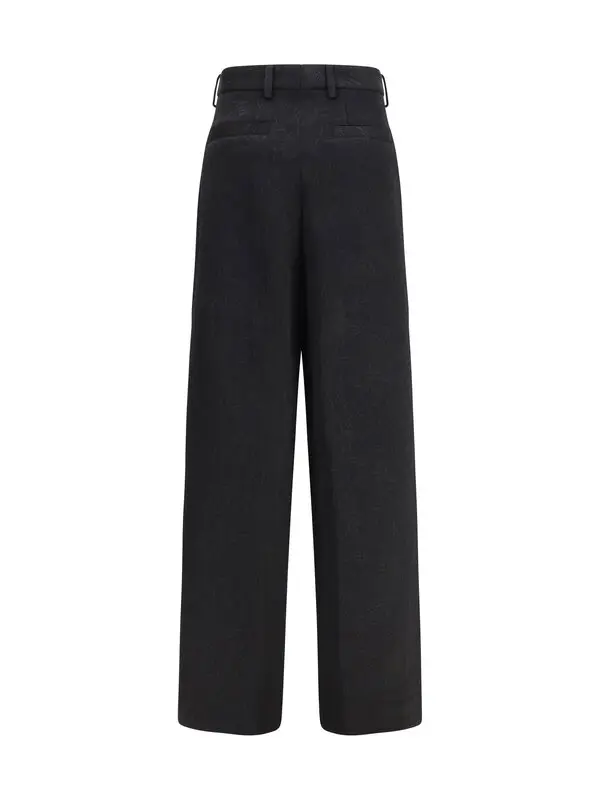 Dries Van Noten Wide-leg Jacquard Pattern Pants - Black