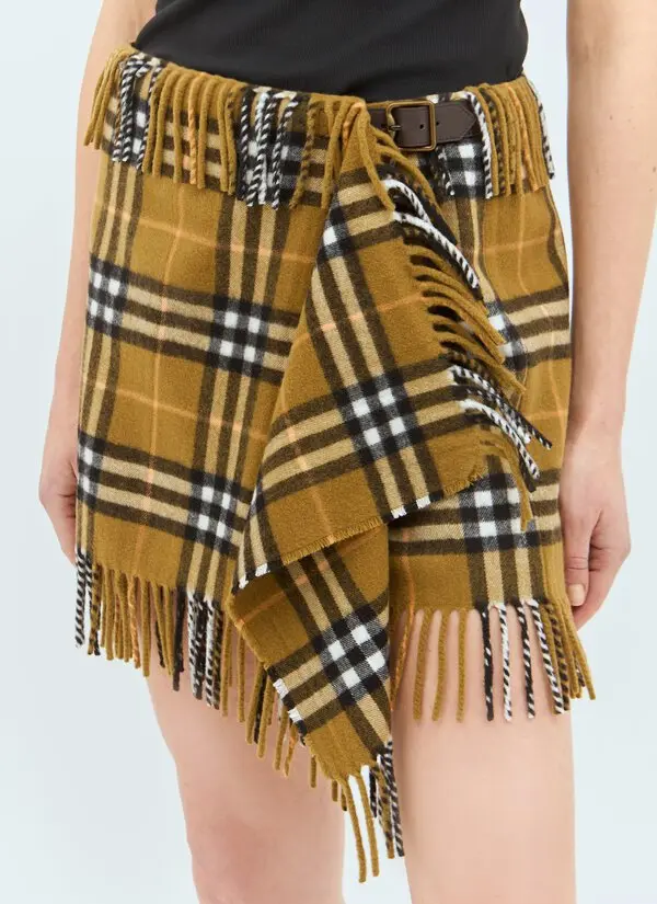 Burberry Check Wool And Cashmere Scarf Skirt