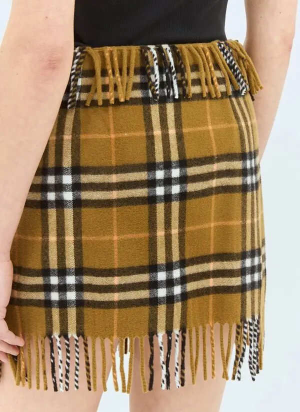 Burberry Check Wool And Cashmere Scarf Skirt