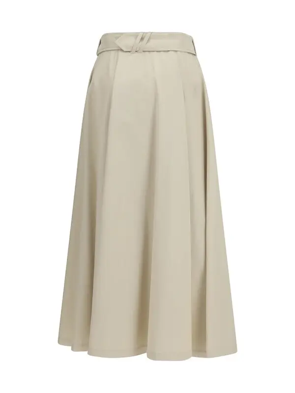 Burberry Midi Trench Skirt In Gabardine - Cream