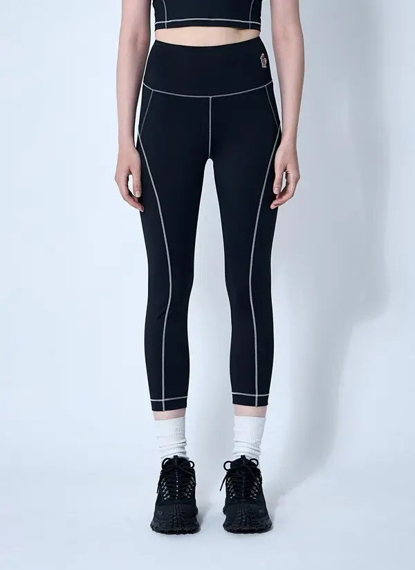 Moncler Logo Patch Leggings - Black