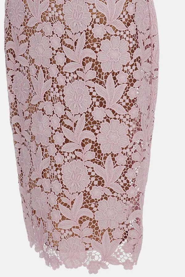 SELF-PORTRAIT Floral Lace Midi Skirt - Multicolor