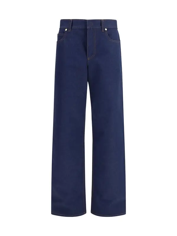 Fendi Five-pocket Straight Cut Jeans With Logo Detail