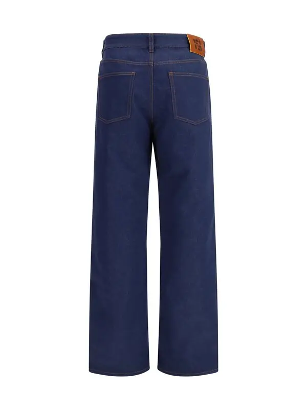 Fendi Five-pocket Straight Cut Jeans With Logo Detail