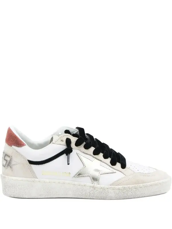 GOLDEN GOOSE Ball Star Leather Sneakers With Metallic Star Detail - White