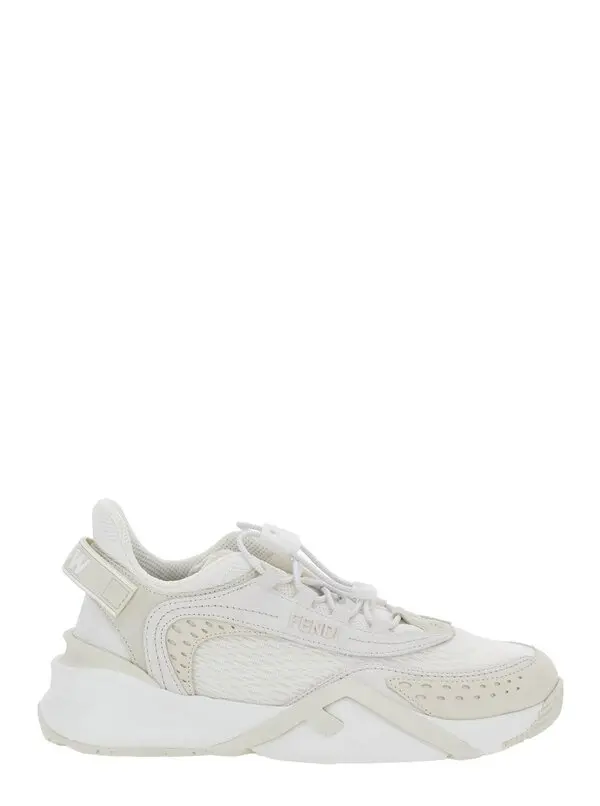 Fendi Flow Sneakers With Toggle Closure And Logo Lettering - White