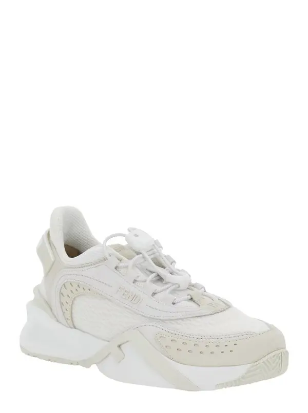 Fendi Flow Sneakers With Toggle Closure And Logo Lettering - White