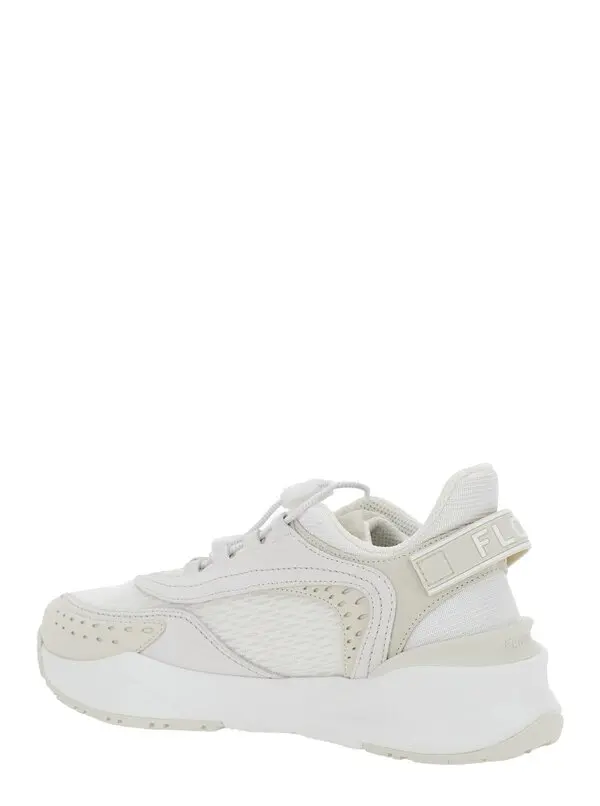 Fendi Flow Sneakers With Toggle Closure And Logo Lettering - White