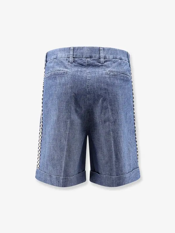Valentino Garavani Denim Shorts With Embroidered Side Trim - Multicolor