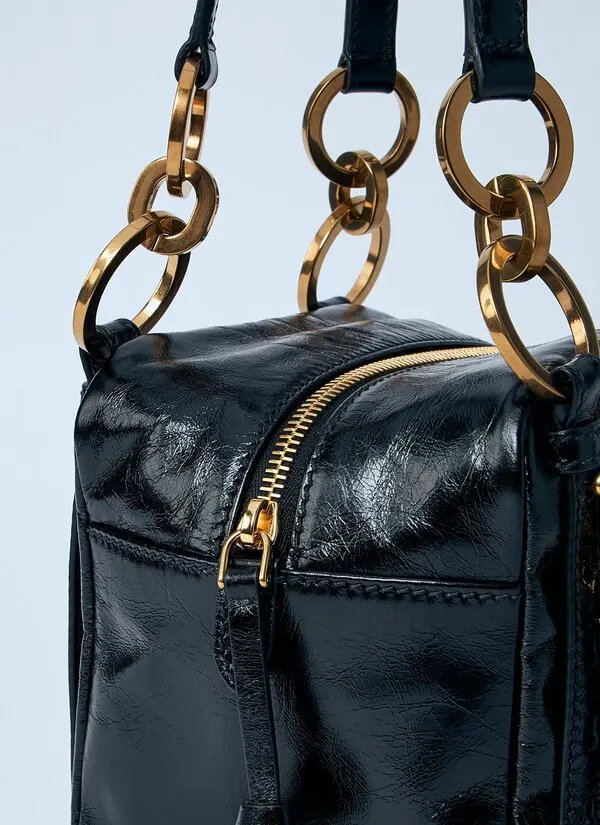 Prada Mini Dangle Leather Handbag - Black