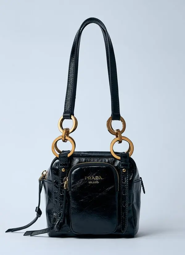 Prada Mini Dangle Leather Handbag - Black