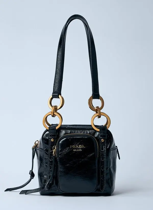 Prada Mini Dangle Leather Handbag - Black