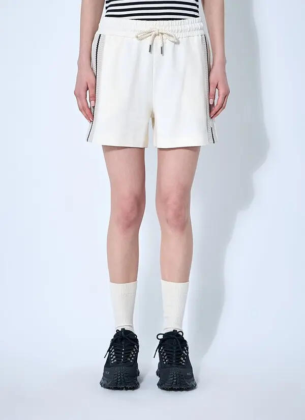 Moncler Logo Patch Track Shorts - Cream