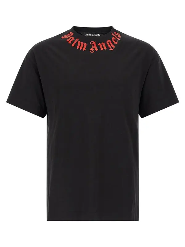 Palm Angels Neck Logo' T-shirt - Black