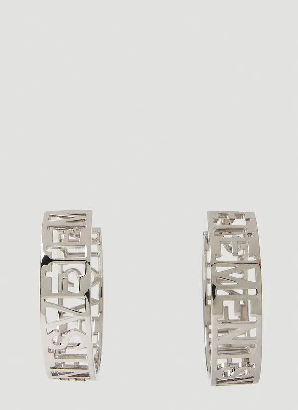Vetements Logo Hoop Earrings - Silver