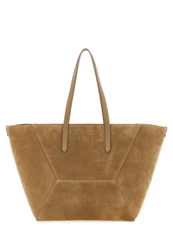 Brunello Cucinelli Maxi Suede Shoulder Bag - Brown