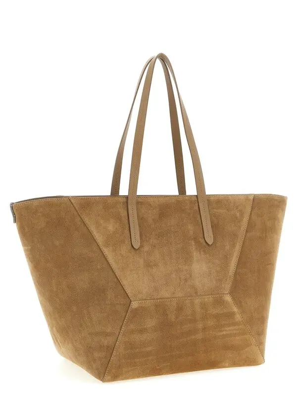 Brunello Cucinelli Maxi Suede Shoulder Bag - Brown