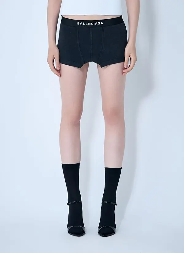 Balenciaga Cut-off Brief Mini Skirt In Stretch Cotton - Black