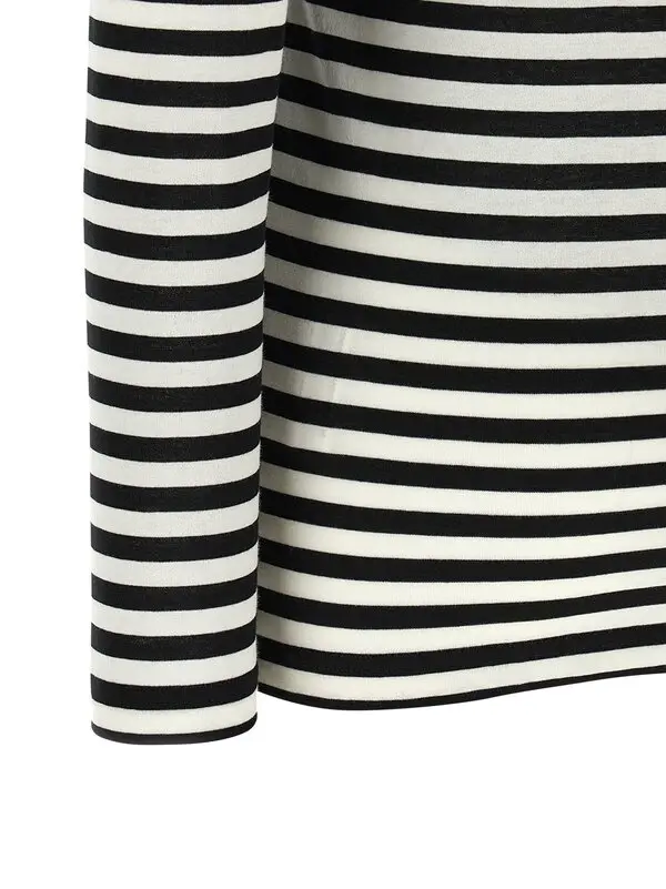 Junya Watanabe Striped Cotton T-shirt With Sculptural Shoulder Detail - Multicolor