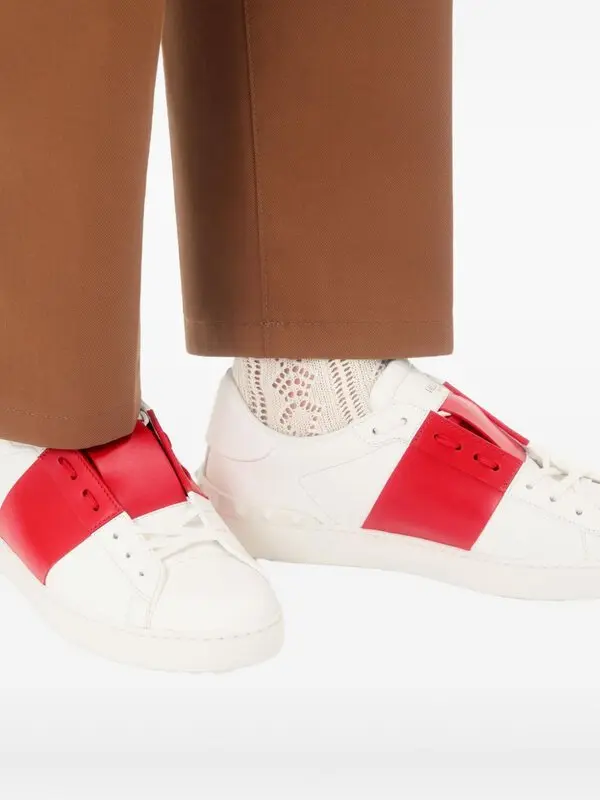 Valentino Garavani Open Leather Sneakers With Stud Detail - Multicolor