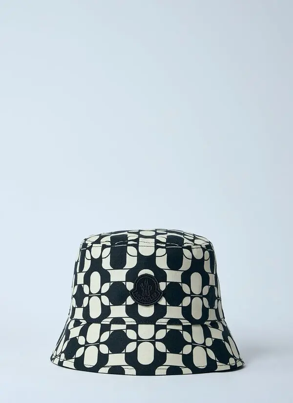 Moncler Printed Cotton Twill Bucket Hat - Black