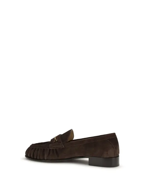 Valentino Garavani Suede Loafers With Gold Vlogo Signature Chain Detail