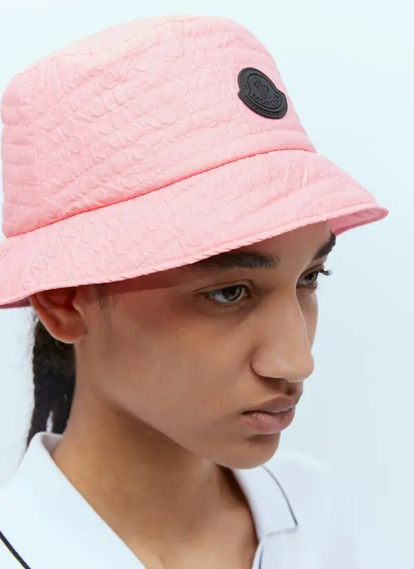 Moncler Logo Patch Bucket Hat - Pink