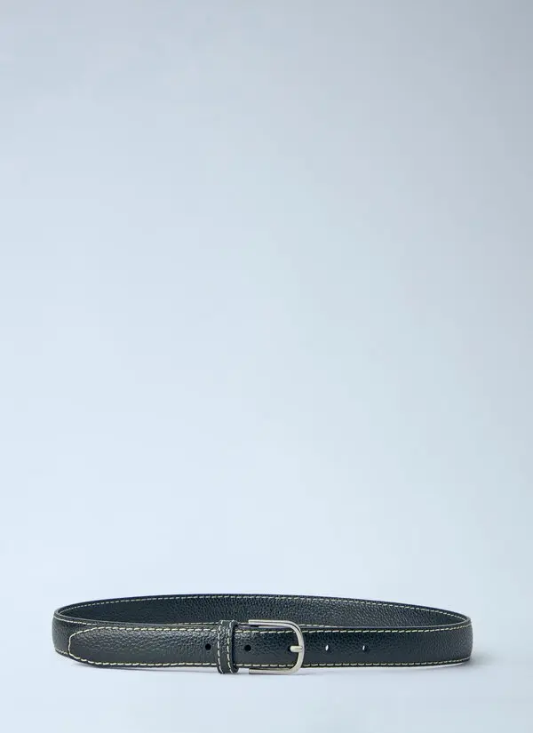TOTEME Slim Leather Belt With Contrast Topstitching - Black