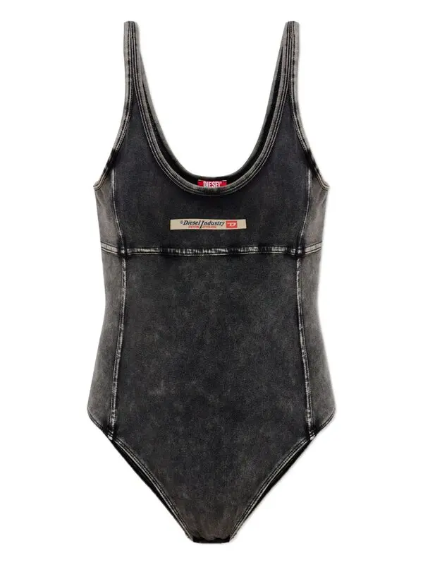 DIESEL® Cotton Bodysuit With Logo Patch