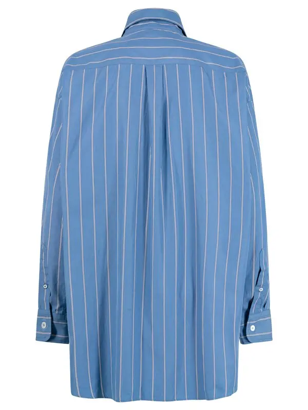 A.p.c. Striped Cotton Shirt With Side Slits - Blue