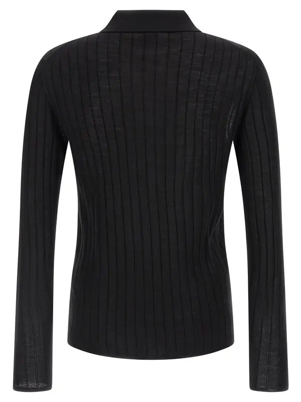 Saint Laurent Pointelle Wool Polo Shirt