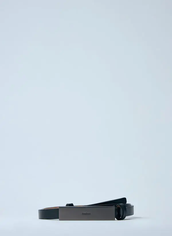 Max Mara Logo Plaque Leather Belt