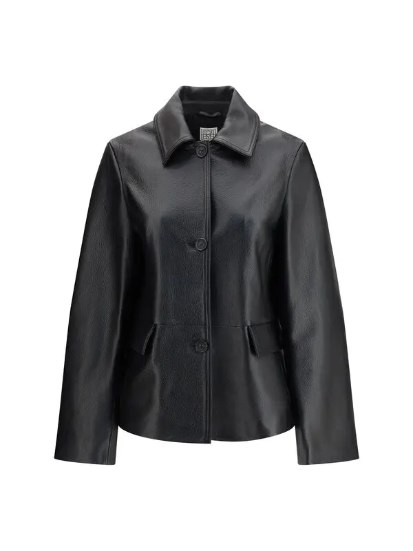 TOTEME Grained Leather Jacket - Black