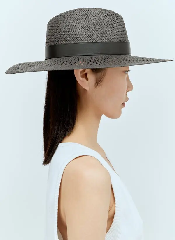 Max Mara Paper Yarn Hat With Flat Brim - Black