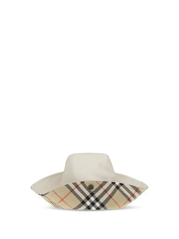 Burberry Check Jacquard Bucket Hat - White