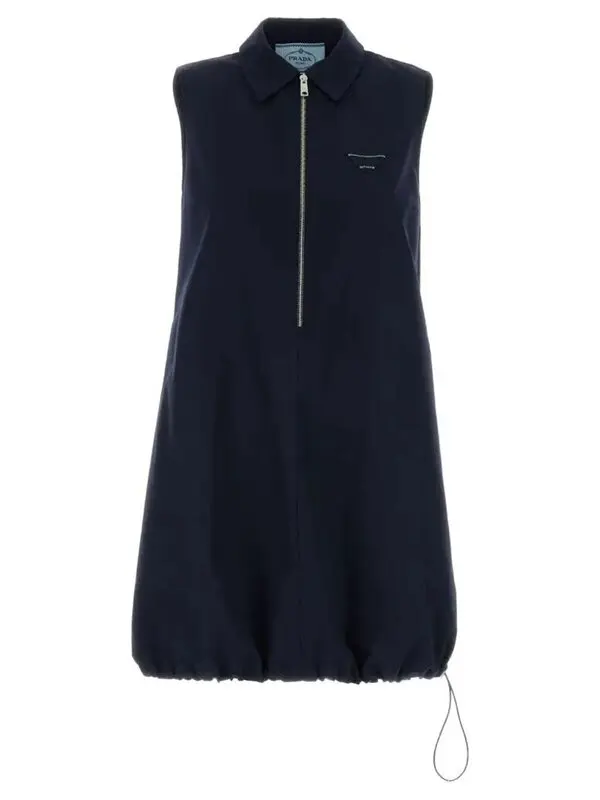 Prada Poplin Mini-dress With Drawstring Hem