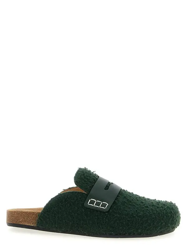 JW Anderson Felt Loafer Mules - Green