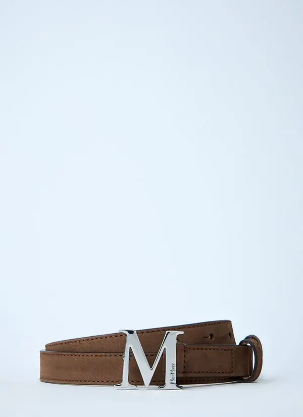 Max Mara Leather Belt With Silver-tone 'm' Buckle - Multicolor