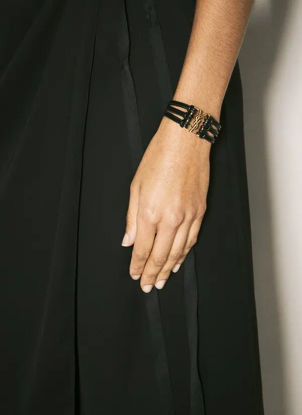 Saint Laurent Cassandre Leather Bracelet