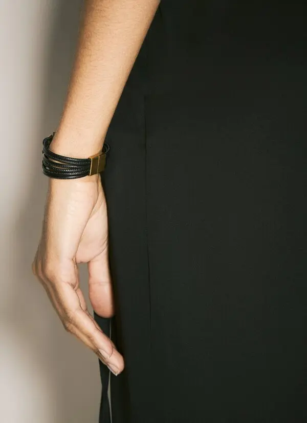 Saint Laurent Cassandre Leather Bracelet